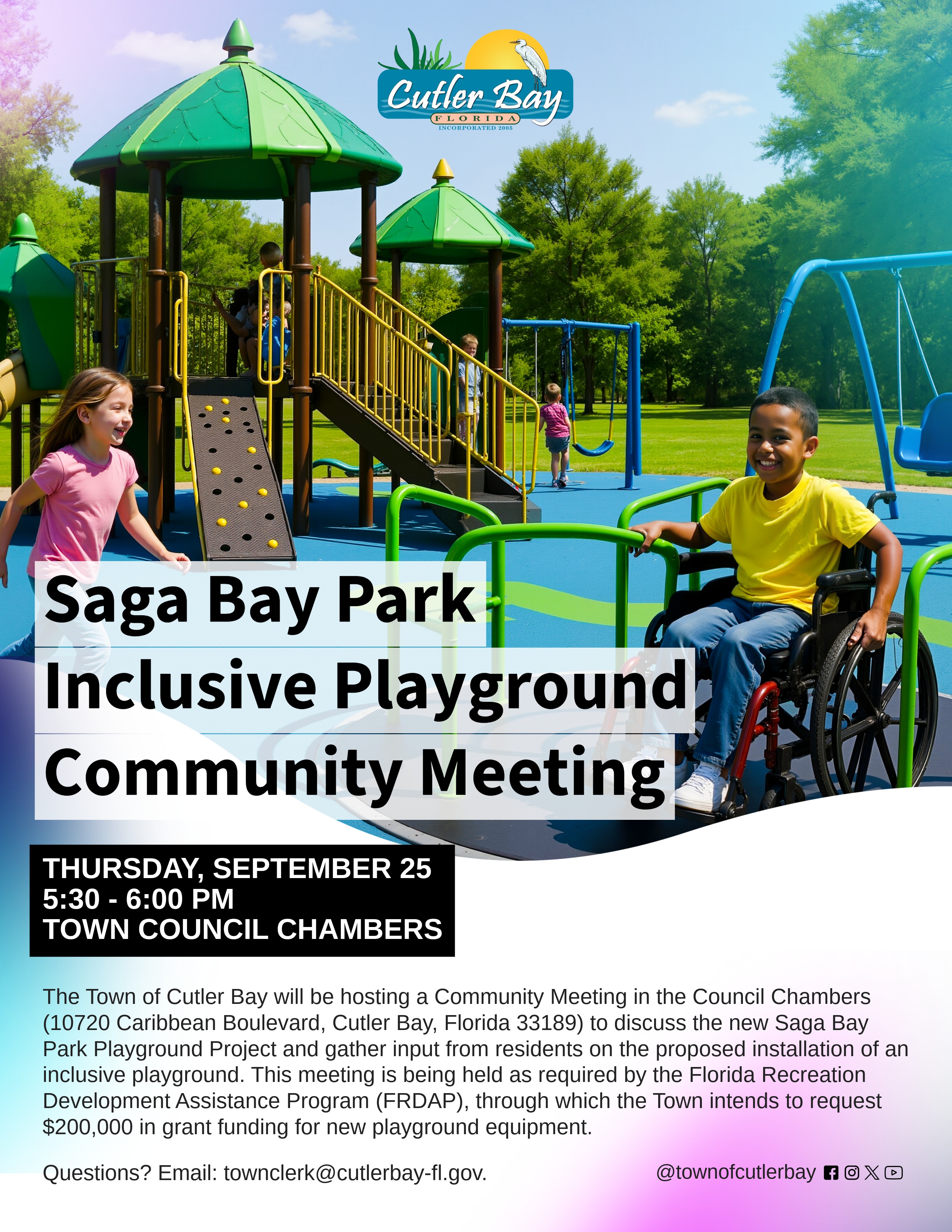 Community Meeting for Saga Bay Park Playground Project | Town of Cutler ...