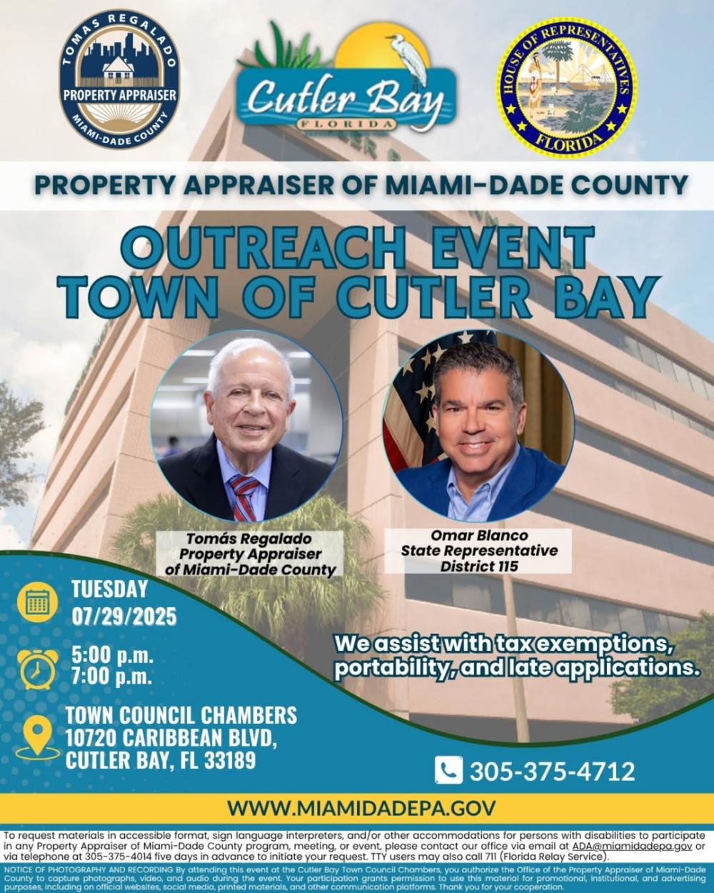 Property Appraiser Outreach Event | Town of Cutler Bay Florida